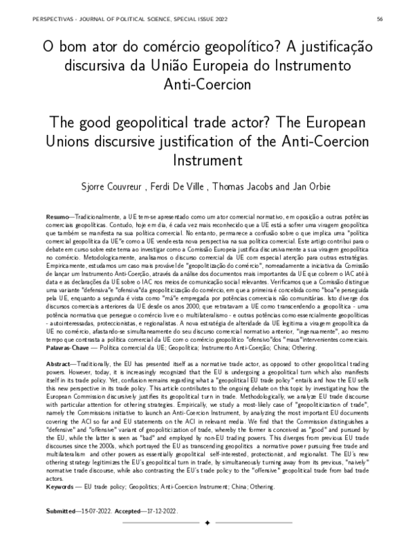 (PDF) Article 10 - The good geopolitical trade actor? The European ...