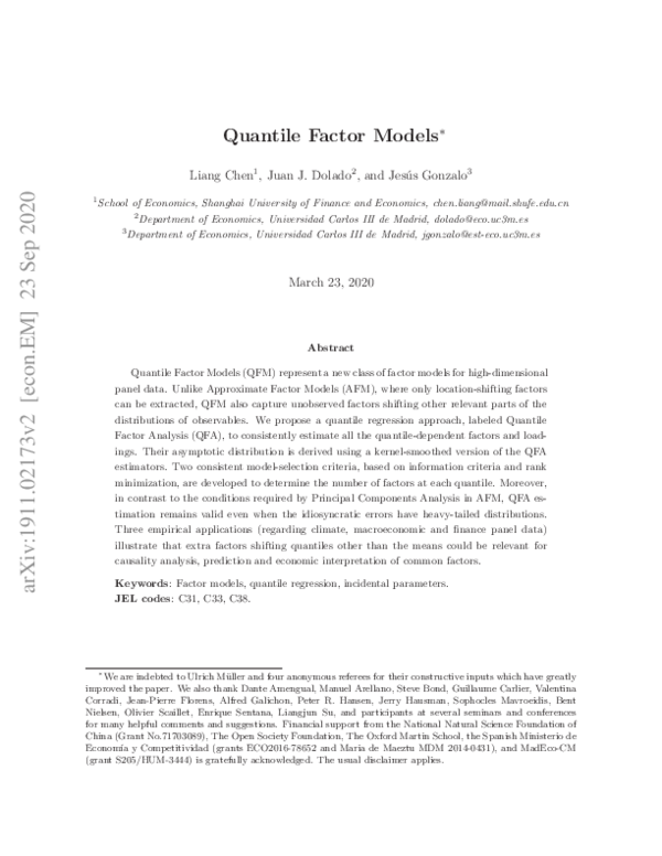 (PDF) Quantile Factor Models