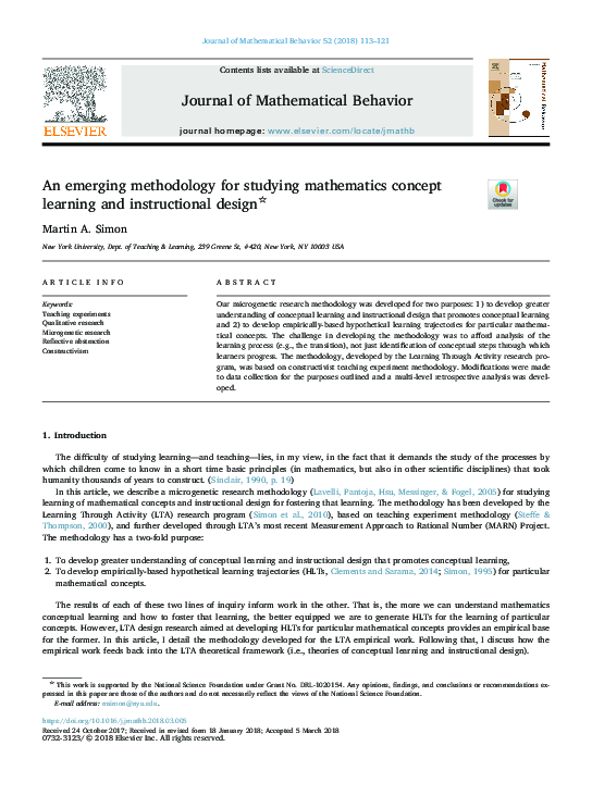 (PDF) An emerging methodology for studying mathematics concept learning ...