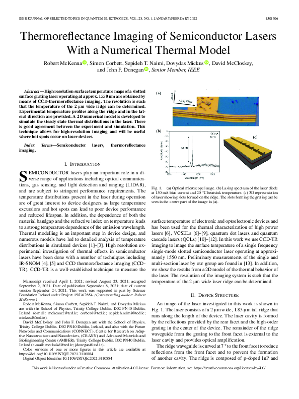 (PDF) Thermoreflectance Imaging of Semiconductor Lasers With a Numerical Thermal Model