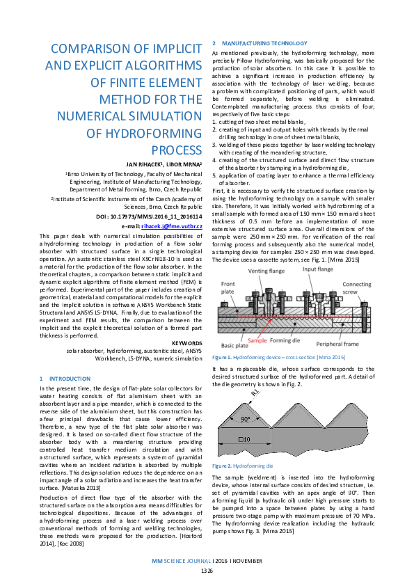 (PDF) Comparison of Implicit and Explicit Algorithms of Finite Element ...