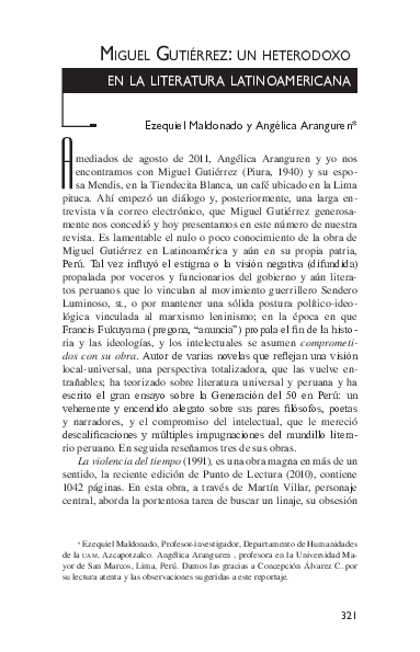 (PDF) Miguel Gutiérrez : un heterodoxo en la literatura latinoamericana