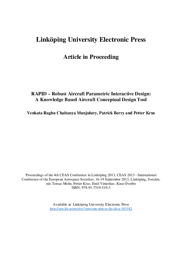 (PDF) RAPID–Robust Aircraft Parametric Interactive Design:(A Knowledge ...
