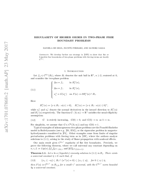 (PDF) Regularity of higher order in two-phase free boundary problems