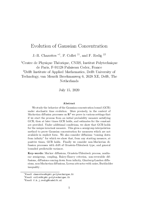 (PDF) Evolution of Gaussian Concentration