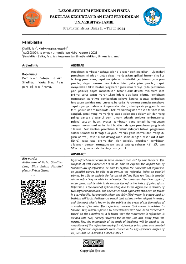 (PDF) Laprak Pembiasan Kaca Prisma & Plan Paralel