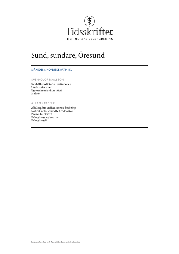 (PDF) Sund, sundare, Öresund
