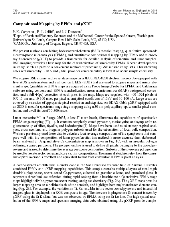 (PDF) Compositional Mapping by EPMA and µXRF