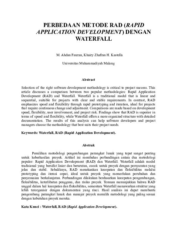 (PDF) PERBEDAAN METODE RAD (RAPID APPLICATION DEVELOPMENT) DENGAN WATERFALL