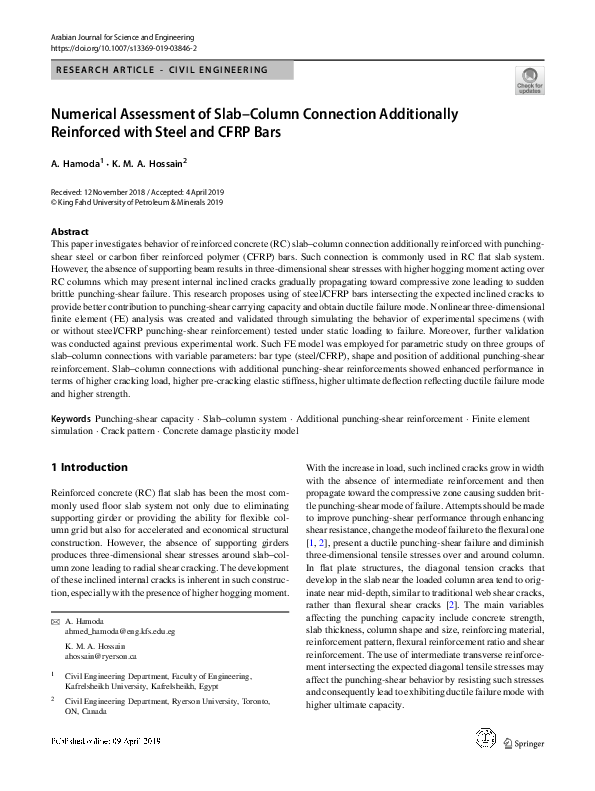 (PDF) Enhanced Punching-Shear Capacity in Slab-Column Connections