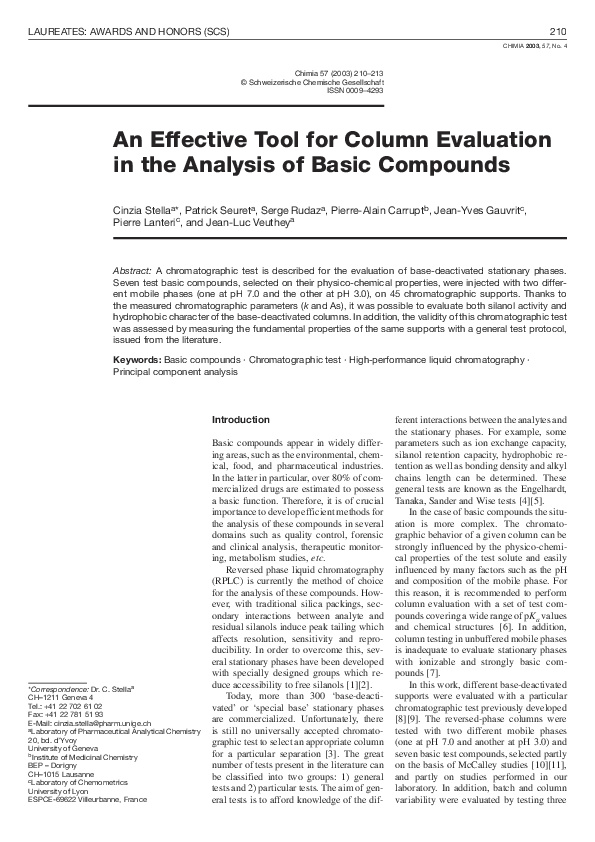 (PDF) An Effective Tool for Column Evaluation in the Analysis of Basic ...