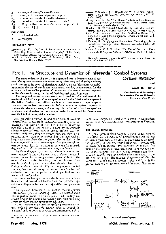 (PDF) Inferential control of processes: Part II. The structure and dynamics of inferential ...