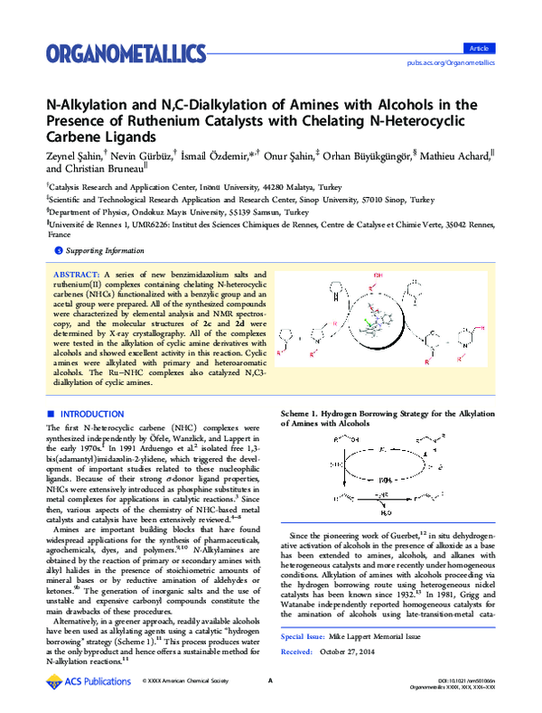 (PDF) N-Alkylation and N,C-Dialkylation of Amines with Alcohols in the ...