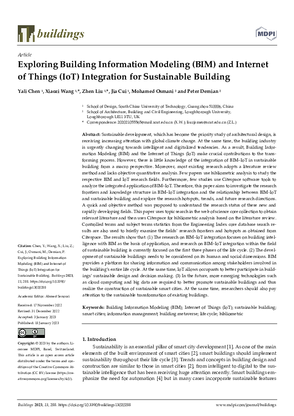 (PDF) Exploring Building Information Modeling (BIM) and Internet of Things (IoT) Integration for ...
