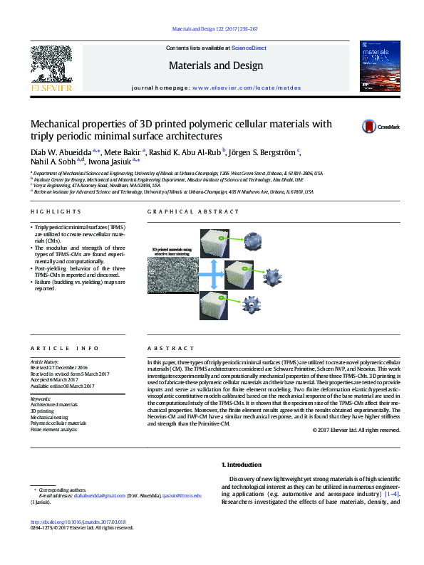 (PDF) Mechanical properties of 3D printed polymeric cellular materials with triply periodic ...