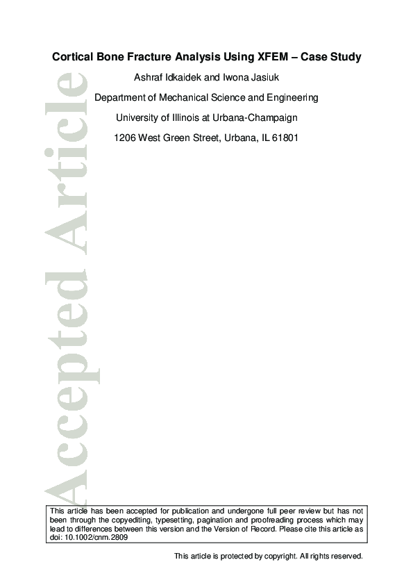 (PDF) Cortical bone fracture analysis using XFEM - case study