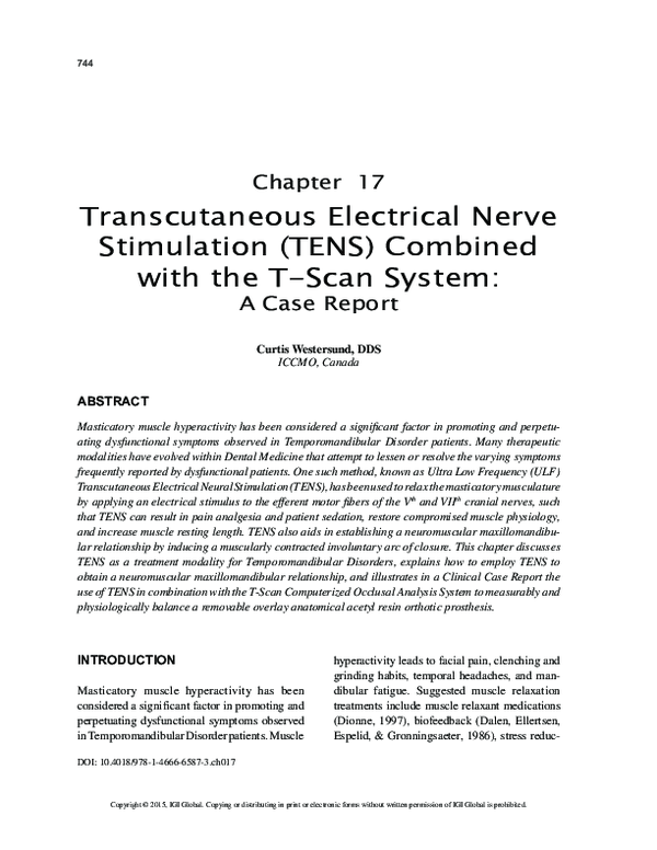 (PDF) Transcutaneous Electrical Nerve Stimulation (TENS) Combined with ...