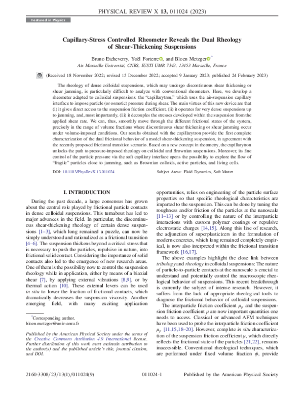 (PDF) Capillary-Stress Controlled Rheometer Reveals the Dual Rheology ...