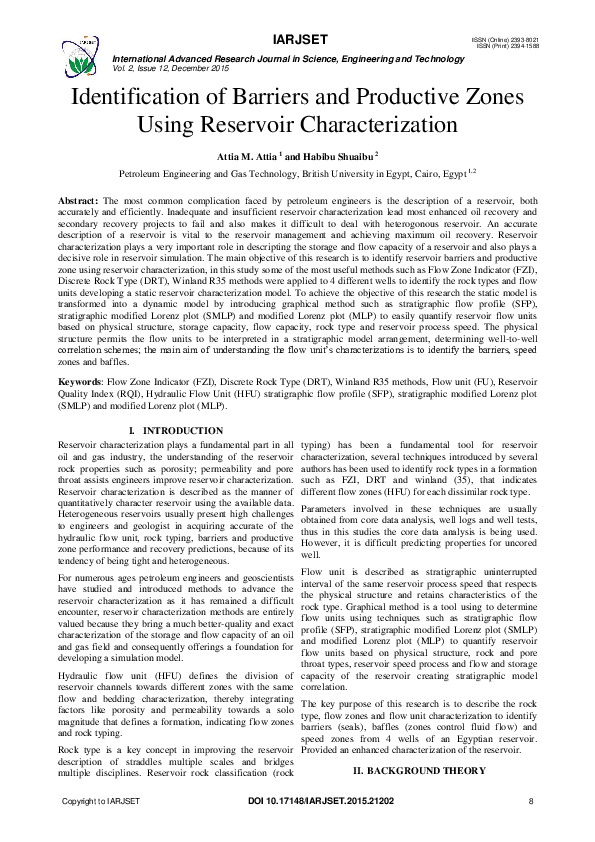 (PDF) Identification of Barriers and Productive Zones Using Reservoir ...