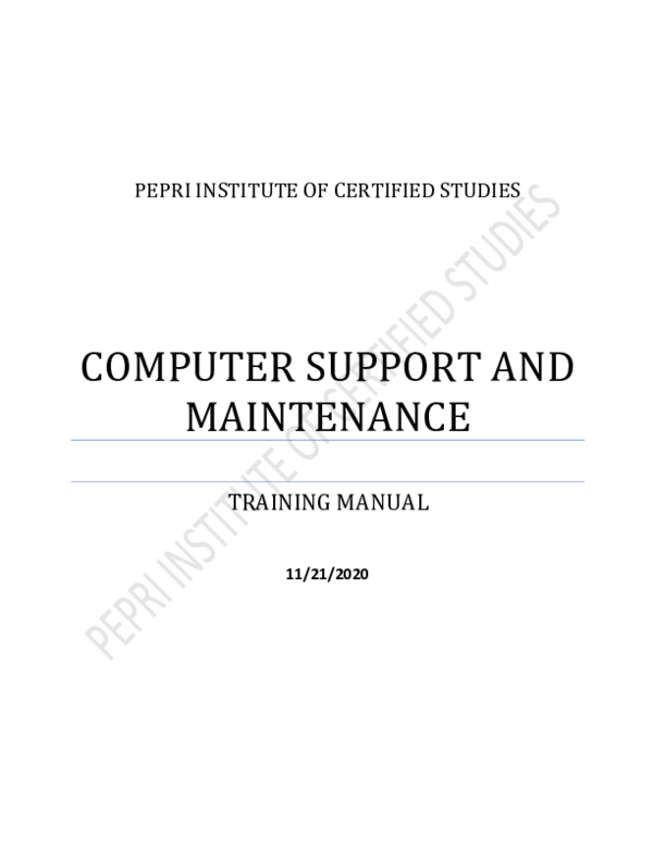 (PDF) COMPUTER SUPPORT AND MAINTENACE (2)- Manual