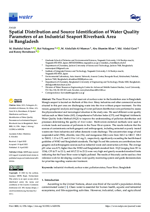 (PDF) Spatial Distribution and Source Identification of Water Quality ...