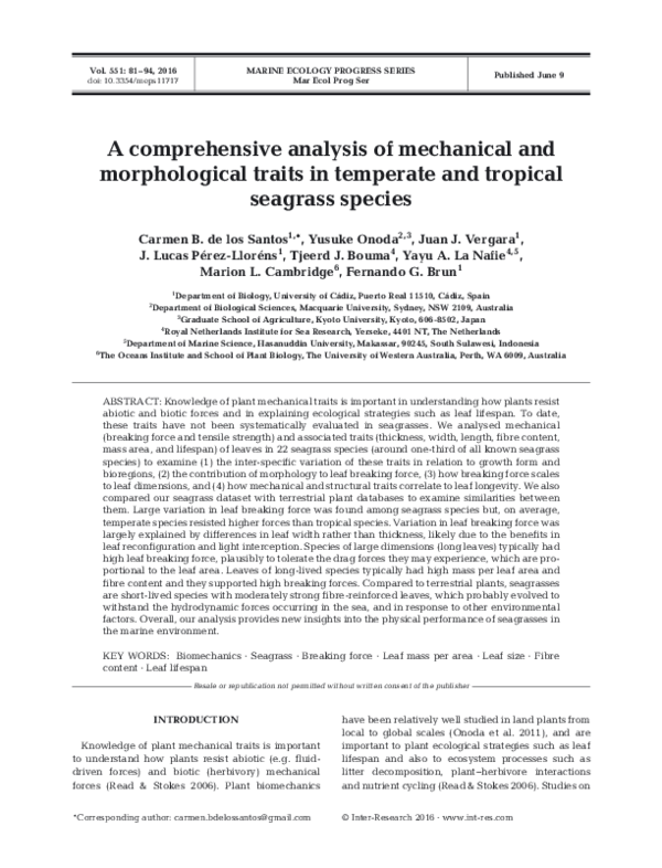 (PDF) A comprehensive analysis of mechanical and morphological traits ...
