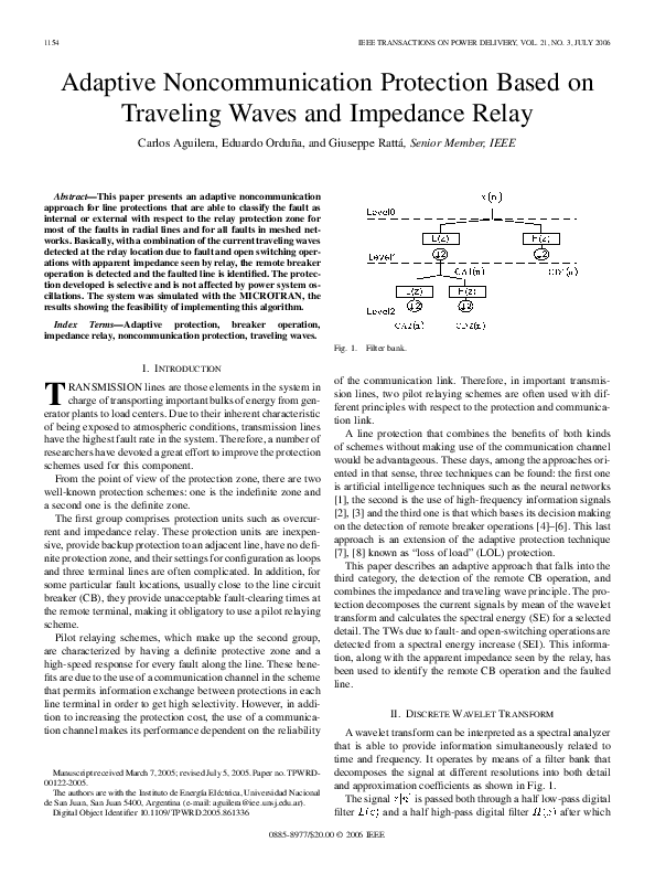 (PDF) Adaptive Noncommunication Protection Based on Traveling Waves and ...