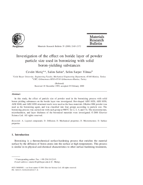 (PDF) Investigation of the effect on boride layer of powder particle ...