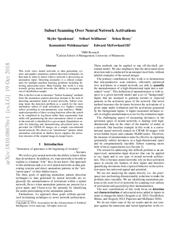 (PDF) Subset Scanning Over Neural Network Activations