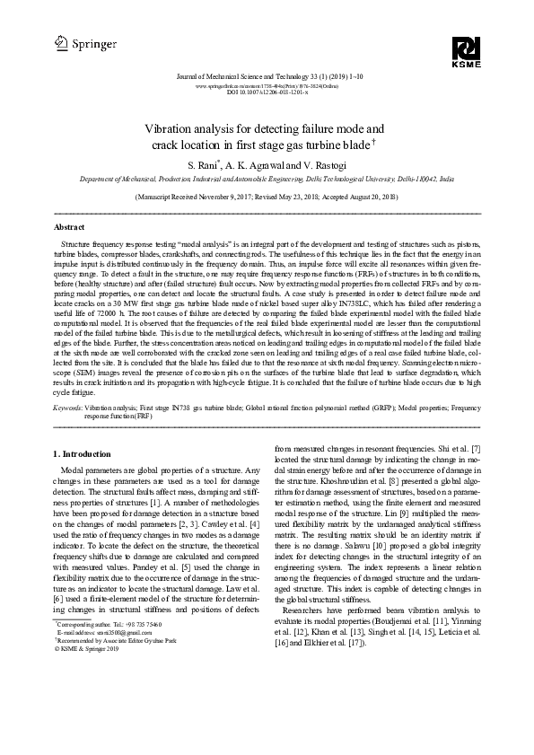 (PDF) Vibration analysis for detecting failure mode and crack location ...