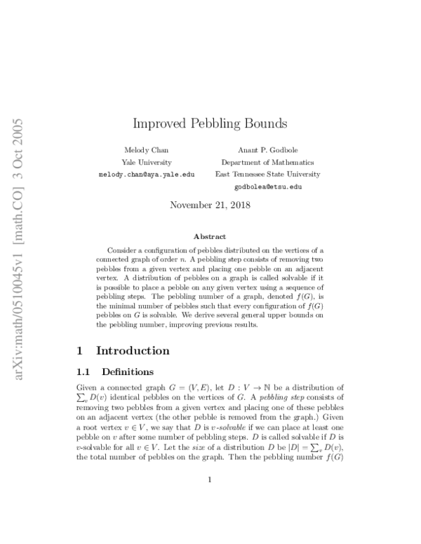 (PDF) Improved pebbling bounds