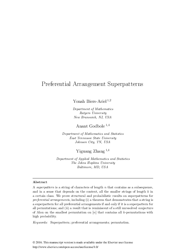 (PDF) Preferential Arrangement Superpatterns