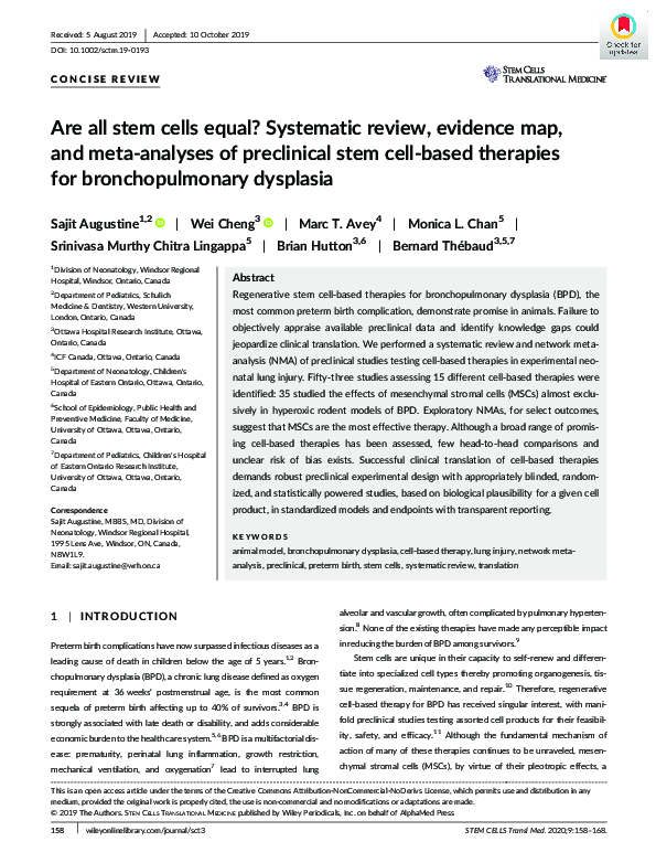 (PDF) Are all stem cells equal? Systematic review, evidence map, and ...