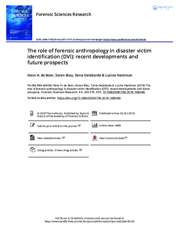 (PDF) The role of forensic anthropology in disaster victim ...