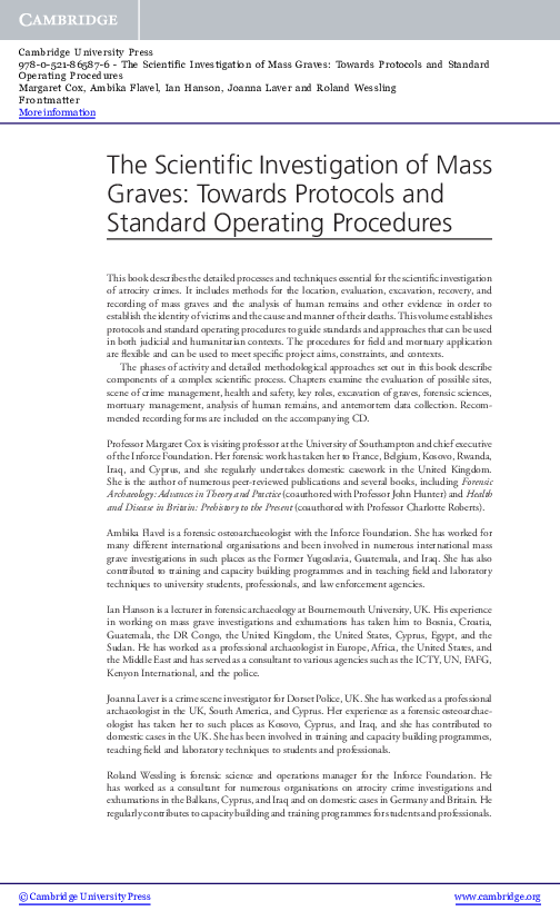 (PDF) The Scientific investigation of mass graves: towards protocols and standard operating ...