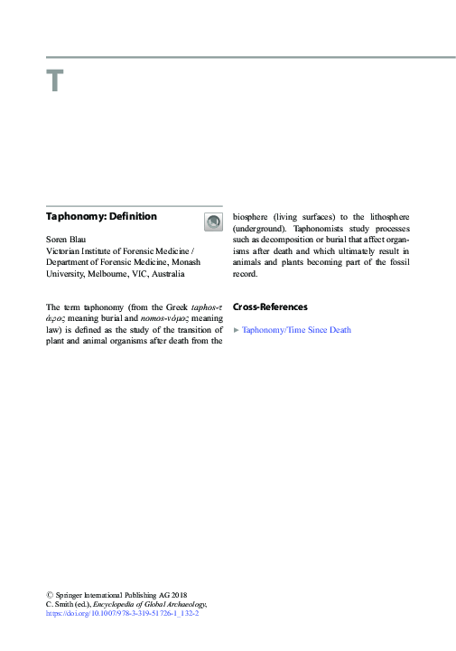 (PDF) Taphonomy: Definition