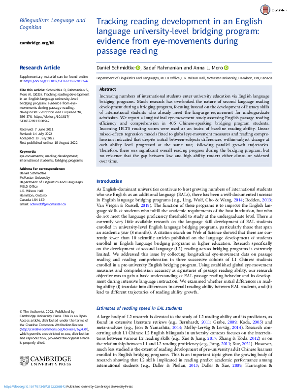 (PDF) Tracking reading development in an English language university ...