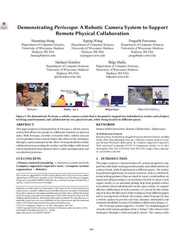 (PDF) Demonstrating Periscope: A Robotic Camera System to Support ...