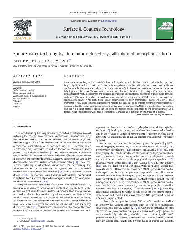 (PDF) Surface-nano-texturing by aluminum-induced crystallization of ...