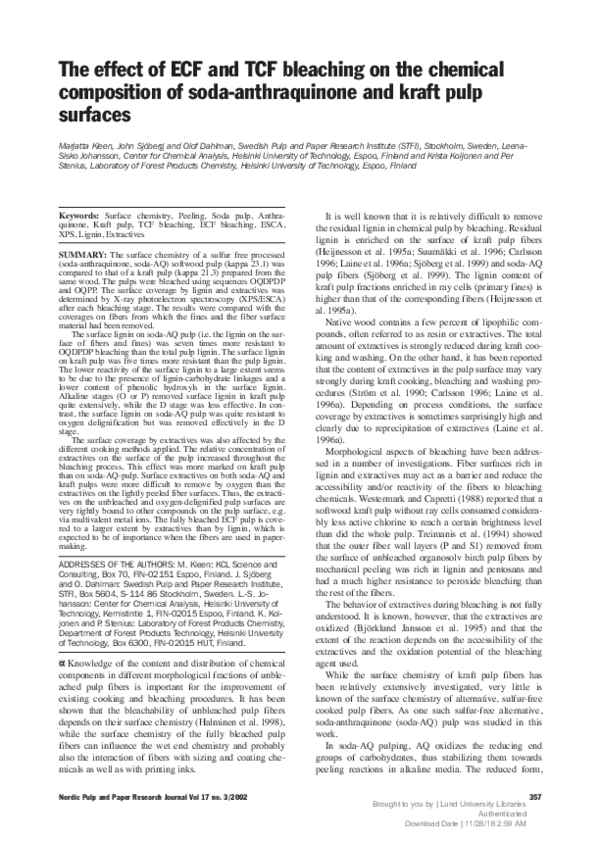 (PDF) The effect of ECF and TCF bleaching on the chemical composition ...