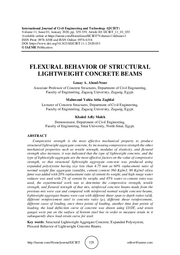 (PDF) Flexural Behavior of Structural Lightweight Concrete ...