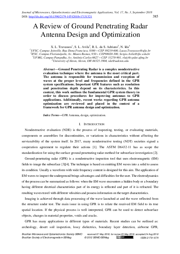 (PDF) A Review of Ground Penetrating Radar Antenna Design and Optimization