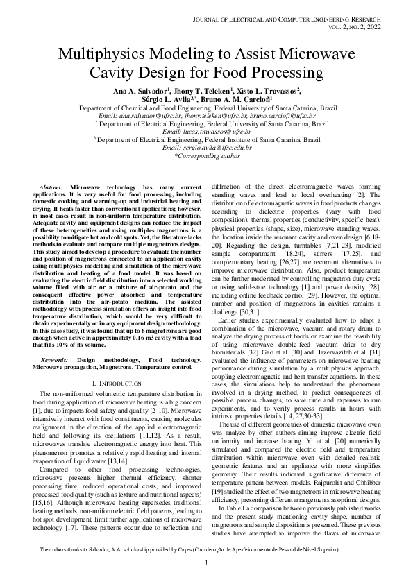 (PDF) Multiphysics Modeling to Assist Microwave Cavity Design for Food Processing