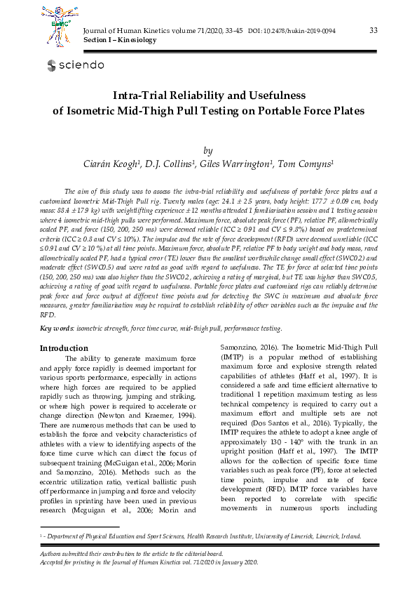 (PDF) Intra-Trial Reliability and Usefulness of Isometric Mid-Thigh ...