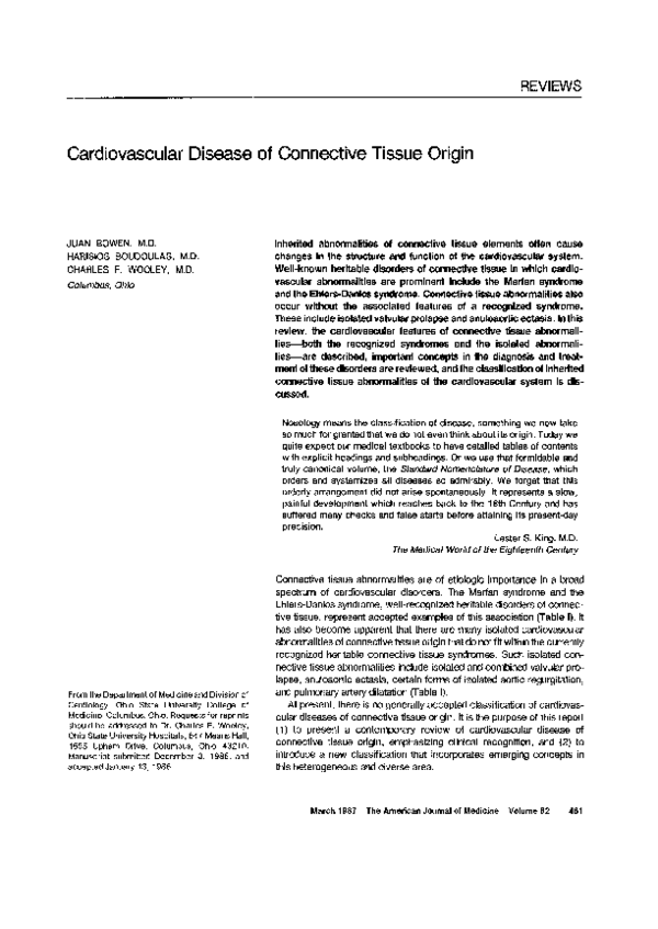 (PDF) Cardiovascular disease of connective tissue origin