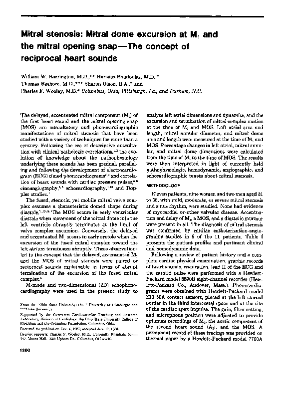 (PDF) Mitral stenosis: Mitral dome excursion at M1 and the mitral ...