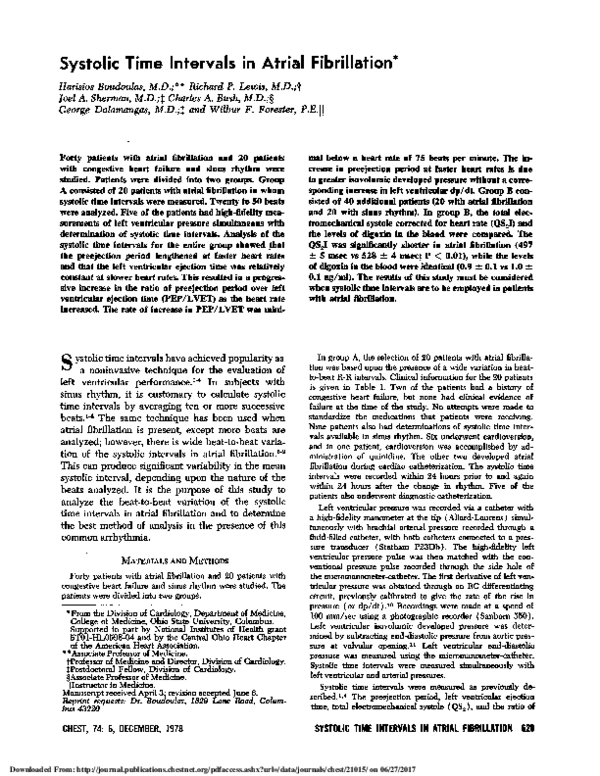 (PDF) Systolic Time Intervals in Atrial Fibrillation