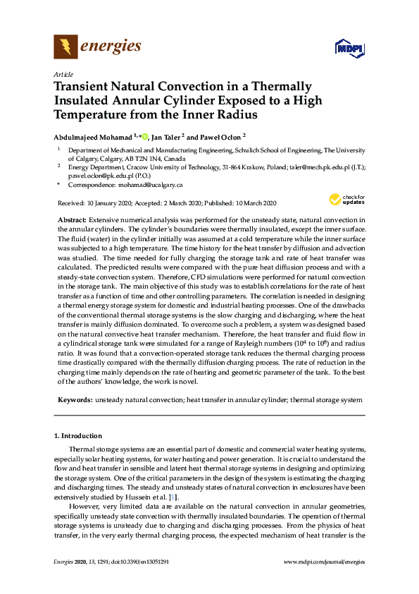 (PDF) Transient Natural Convection in a Thermally Insulated Annular ...