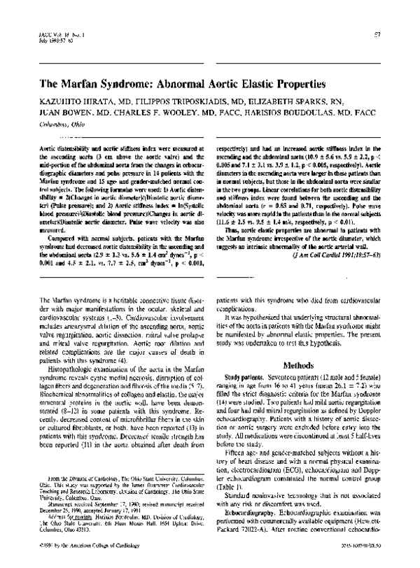 (PDF) The marfan syndrome: Abnormal aortic elastic properties ...