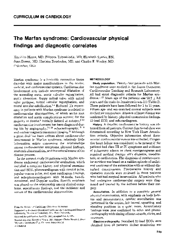 (PDF) The Marfan syndrome: Cardiovascular physical findings and ...